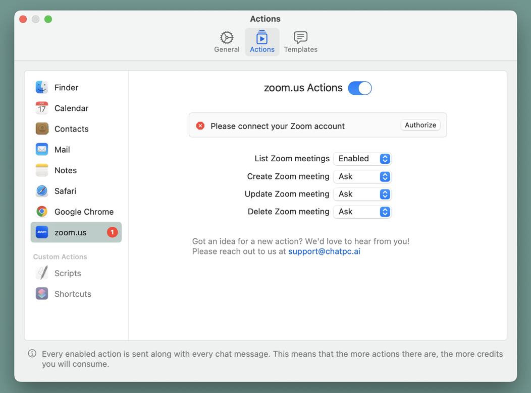 Zoom Actions | ChatPC Zoom Actions | ChatPC